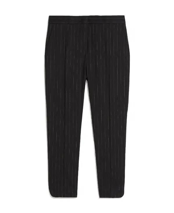Max Mara Pinstripe Virgin Wool Cigarette Pants - Black