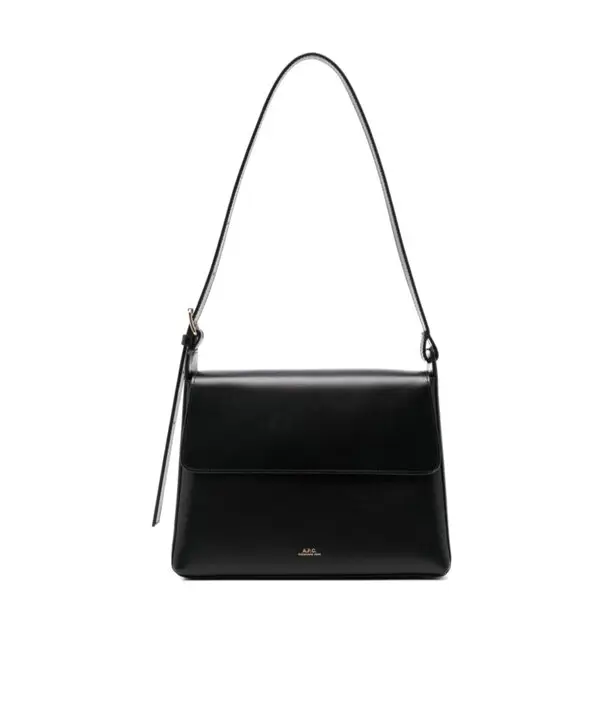 A.p.c. Virginie Logo Printed Shoulder Bag - Black