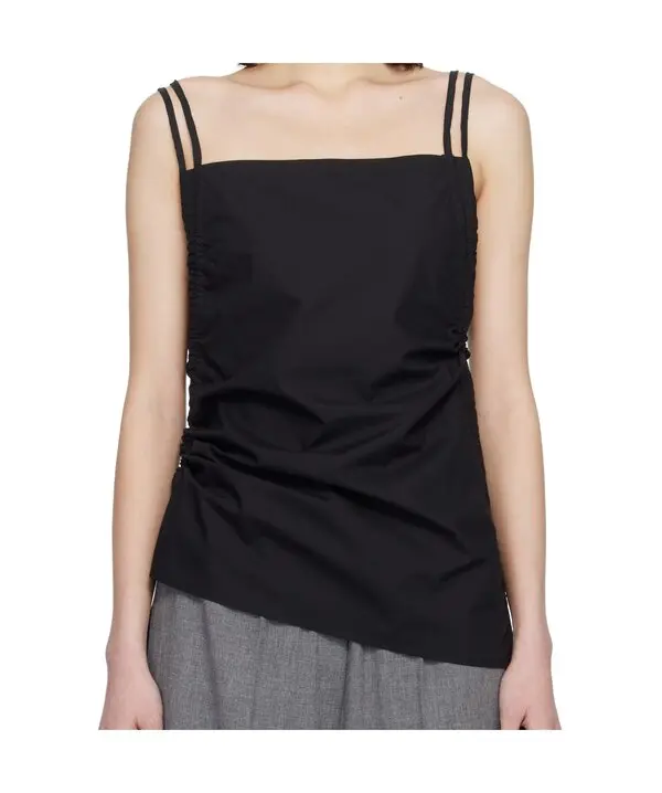 BASERANGE Sleeveless Square Neck Top With Side Ruching