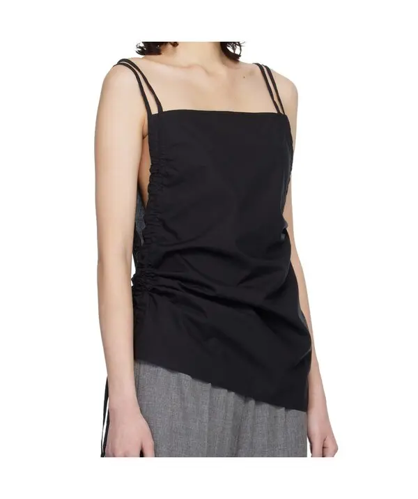 BASERANGE Sleeveless Square Neck Top With Side Ruching