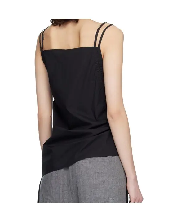 BASERANGE Sleeveless Square Neck Top With Side Ruching
