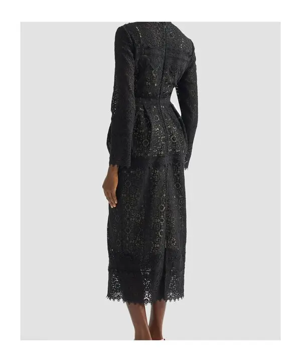 Erdem Long Sleeve Round Neck Midi Dress