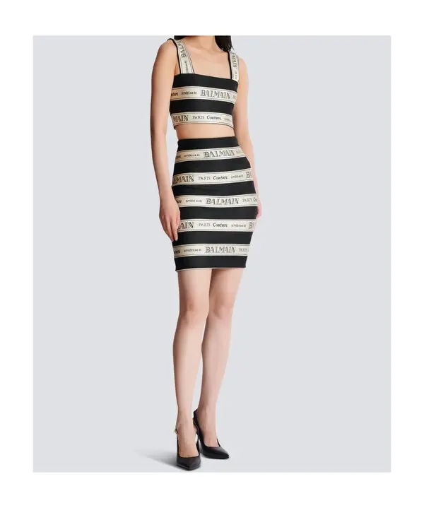 Balmain Ribbon Motif Jacquard Mini Skirt