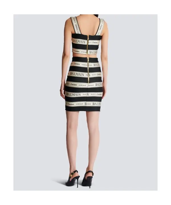 Balmain Ribbon Motif Jacquard Mini Skirt