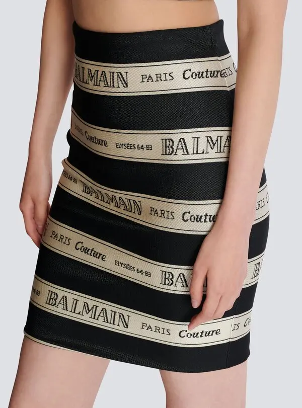 Balmain Ribbon Motif Jacquard Mini Skirt