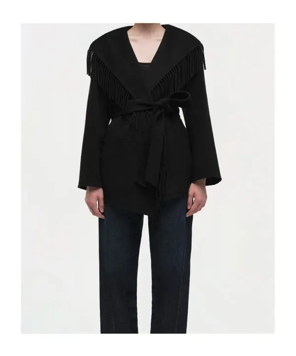 Simkhai Rowen Jacket With Tassels And Tie Detail - Black