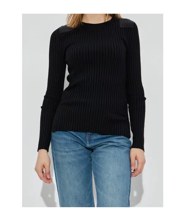Helmut Lang Ribbed Crewneck Long Sleeve Top - Black