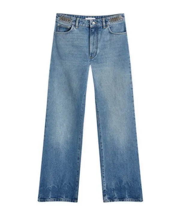 Rabanne Embellished High-waist Flared Jeans - Blue