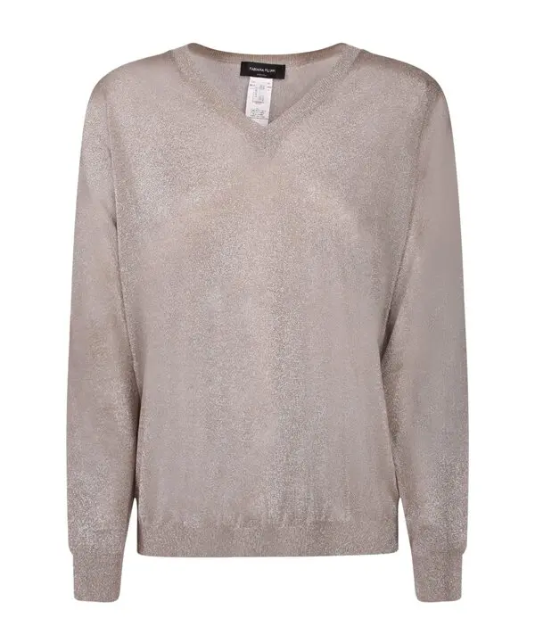 Fabiana Filippi Long Sleeve V-neck Jumper - Nude