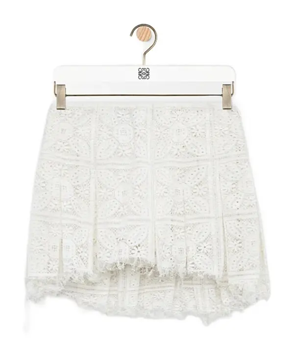 Loewe Pleated Mini Skirt In Cotton Blend - White