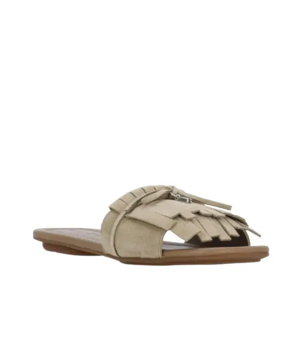 Hogan Square Toe Sandals With Tassel And Metal Logo Detail - Beige