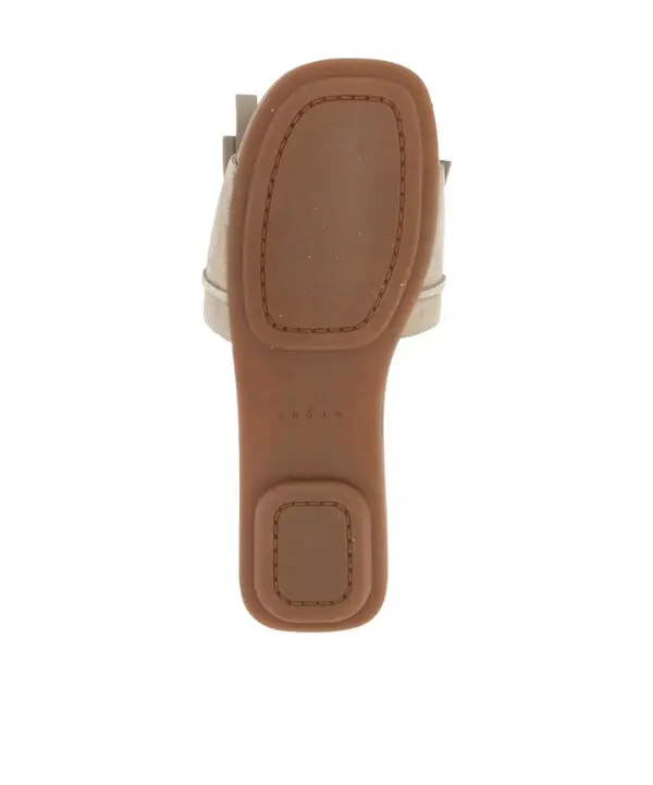 Hogan Square Toe Sandals With Tassel And Metal Logo Detail - Beige