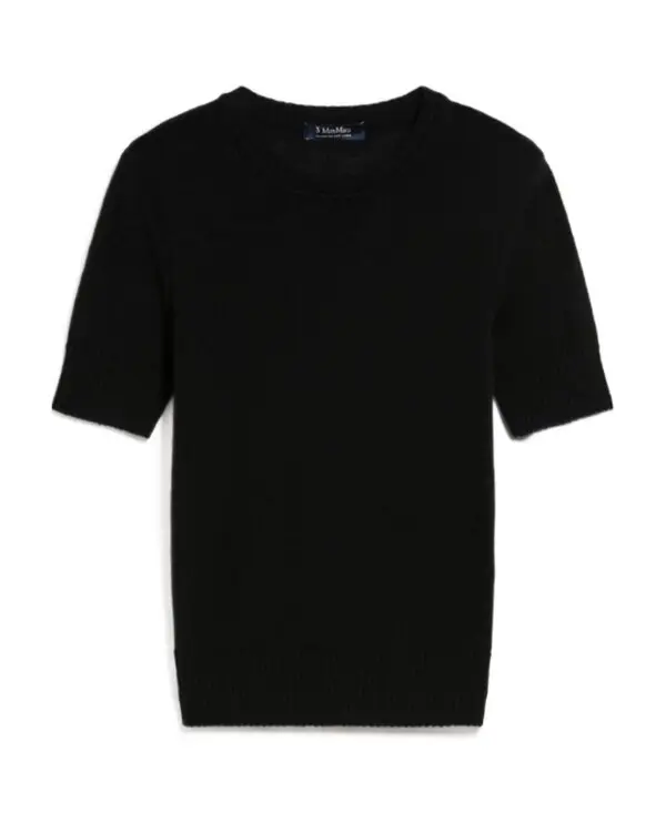 Max Mara Wool Round-neck Short Sleeve Sweater - Black