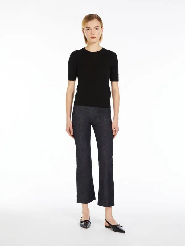 Max Mara Wool Round-neck Short Sleeve Sweater - Black