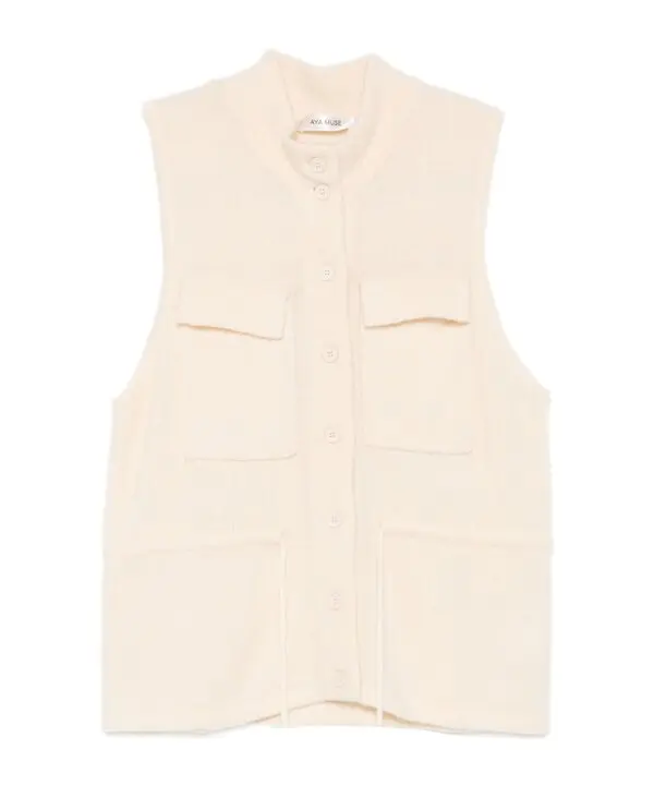 AYA MUSE Flap-pocket Button-up Vest - White