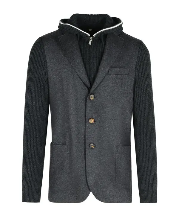 Eleventy Knit Insert Hooded Jacket