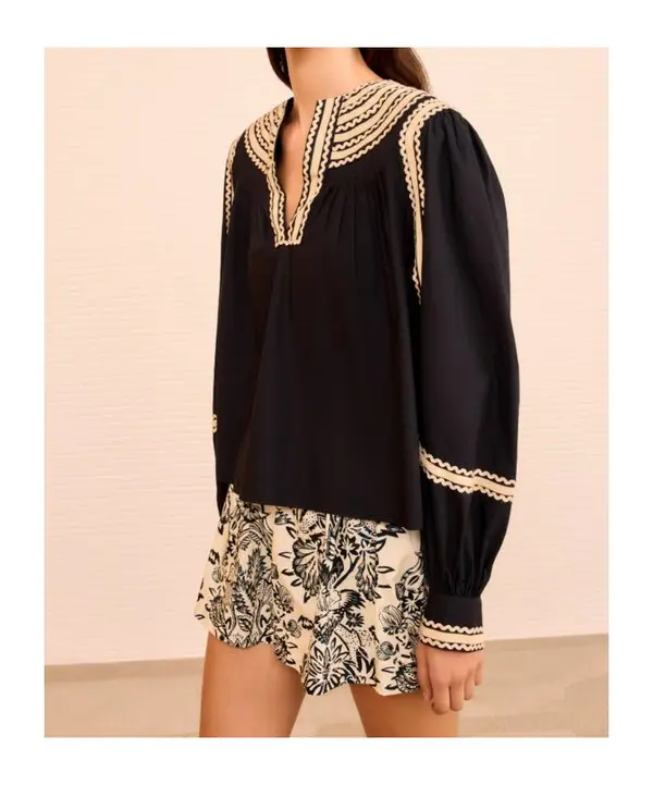 Ulla Johnson Laurenza Long Sleeve Top - Black