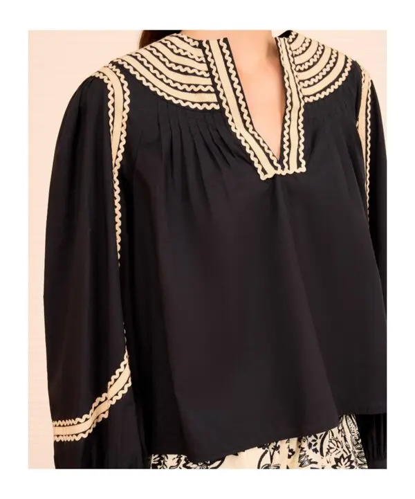 Ulla Johnson Laurenza Long Sleeve Top - Black