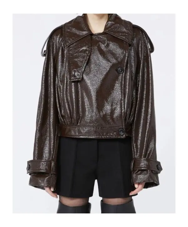 Sportmax Beta Patent Leather-effect Button-up Jacket