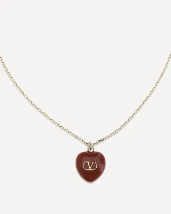 Valentino Garavani Heart Pendant Chain Necklace - Yellow