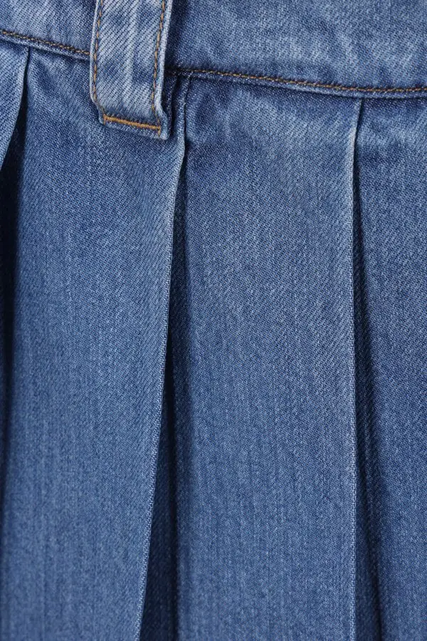 Miu Miu Low-rise Pleated Denim Skirt