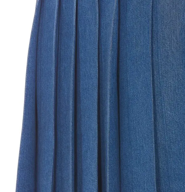 Miu Miu Low-rise Pleated Denim Skirt