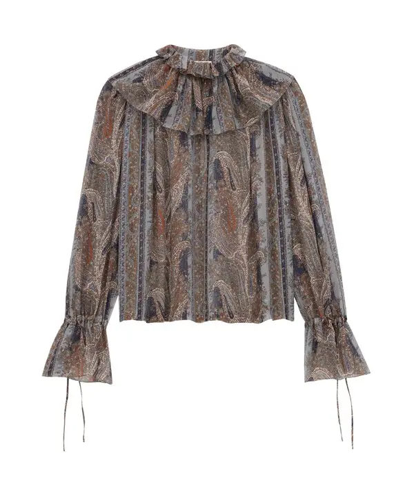 Saint Laurent Paisley Ruffle Blouse - Multicolor