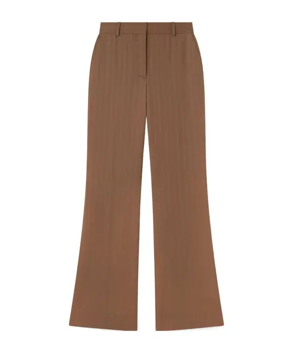 Stella McCartney Mid-rise Bootcut Trousers With Satin Pinstripe - Ocher
