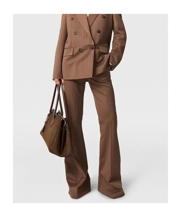 Stella McCartney Mid-rise Bootcut Trousers With Satin Pinstripe - Ocher