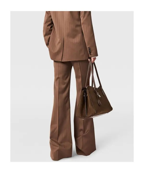 Stella McCartney Mid-rise Bootcut Trousers With Satin Pinstripe - Ocher