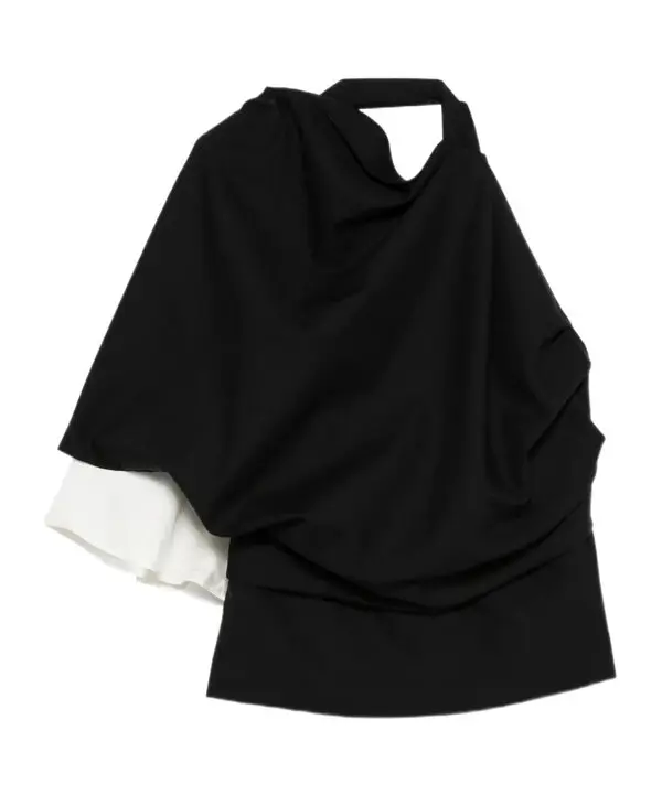 RÓHE Asymmetric Draped One-shoulder Top - Black