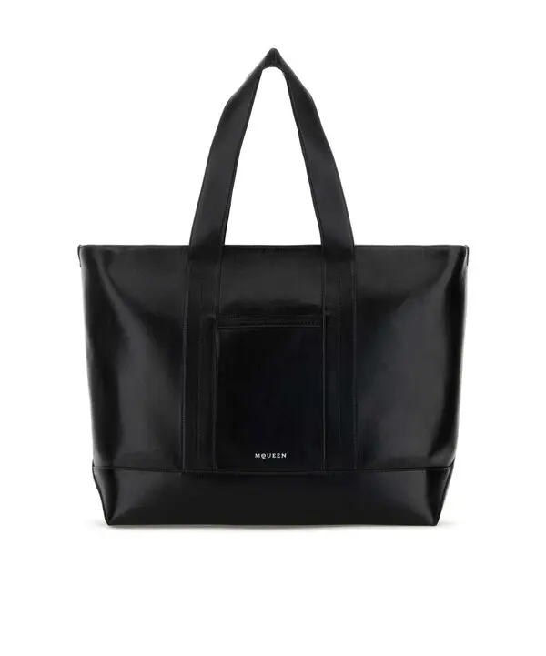 Alexander McQueen Logo Emblem Tote Bag - Black