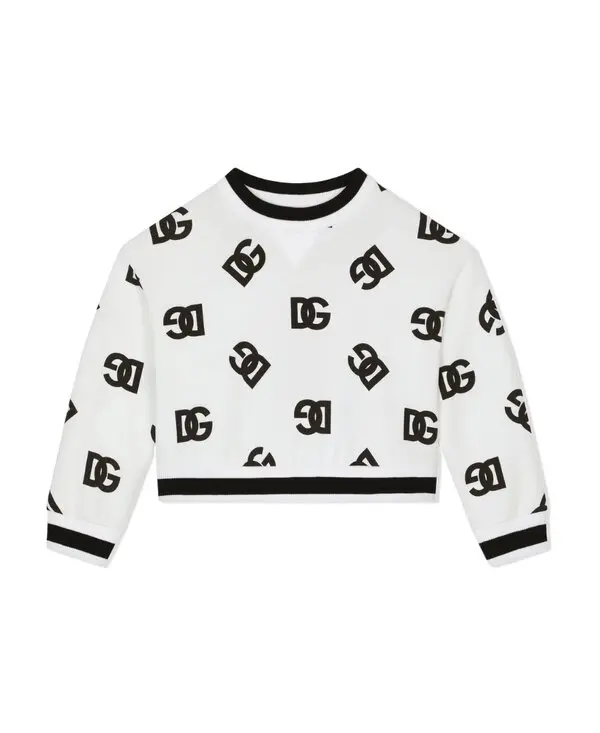 Dolce & Gabbana Dg Logo Printed Cropped Hoodie - White
