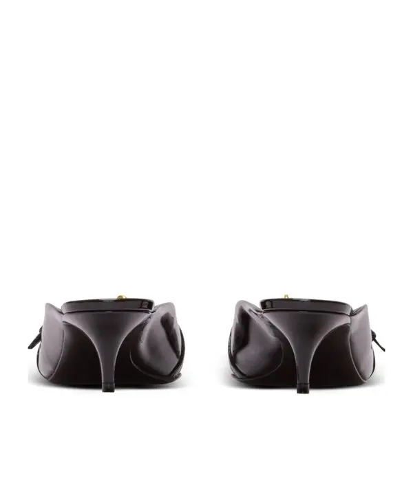 Balmain Sync Patent Leather Mules With Pointed Toe And Chain Detail - Black