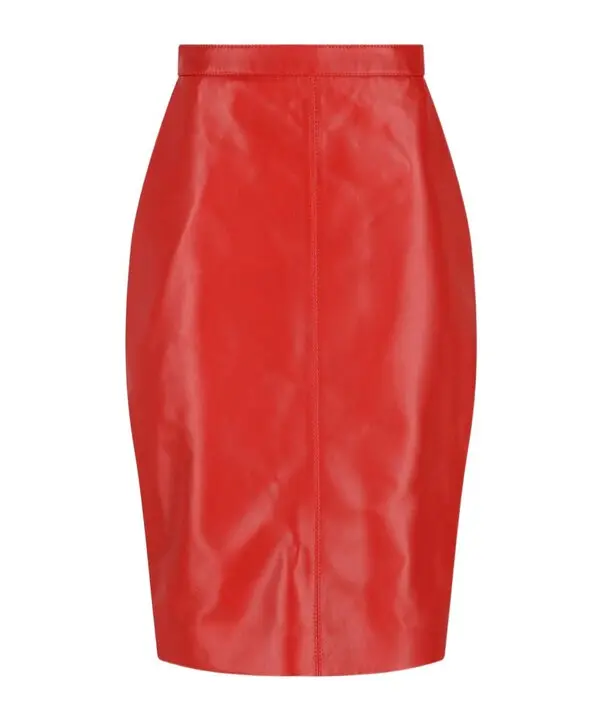 Saint Laurent Logo Plaque Back Slit Skirt
