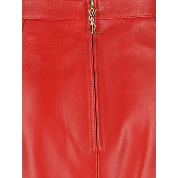 Saint Laurent Logo Plaque Back Slit Skirt
