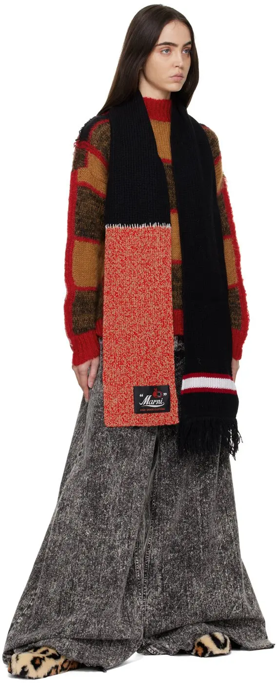 Marni College-style Knitted Scarf