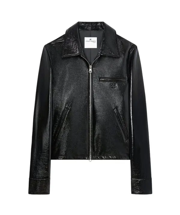COURREGES Vinyl Zip-up Jacket With Embossed Logo
