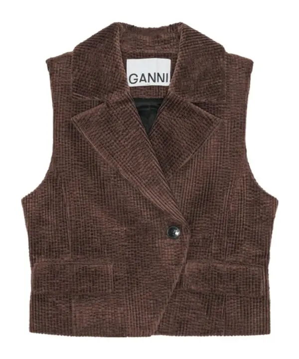 GANNI Corduroy Button Waistcoat