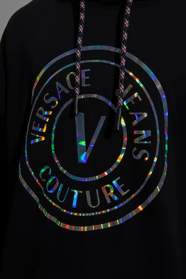Versace Logo Print Hoodie - Black