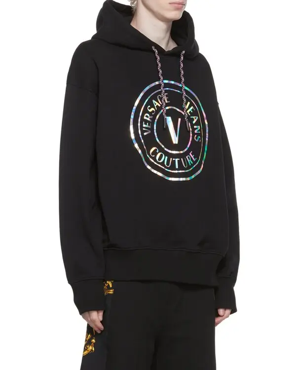 Versace Logo Print Hoodie - Black