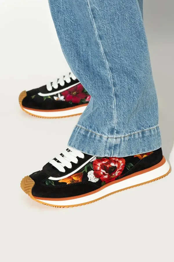 Dolce & Gabbana Floral Print Sneakers - Black