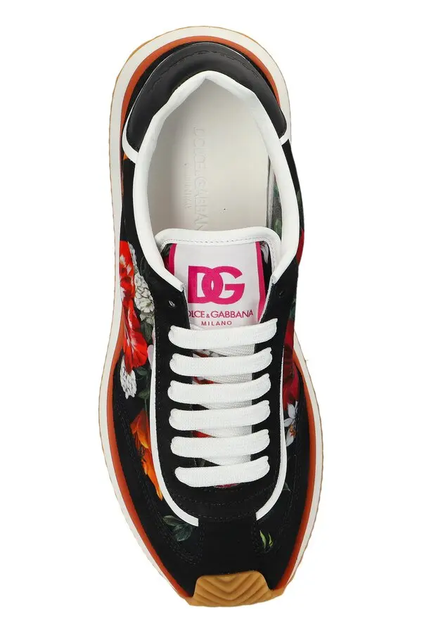 Dolce & Gabbana Floral Print Sneakers - Black