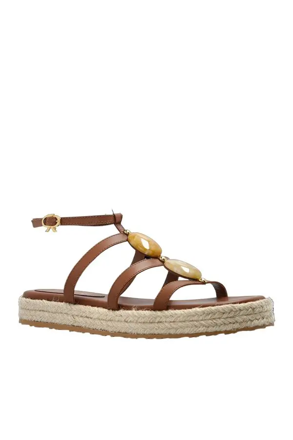 GIANVITO ROSSI Round-toe Buckled Espadrille Sandals With Mineral Stone Embellishments