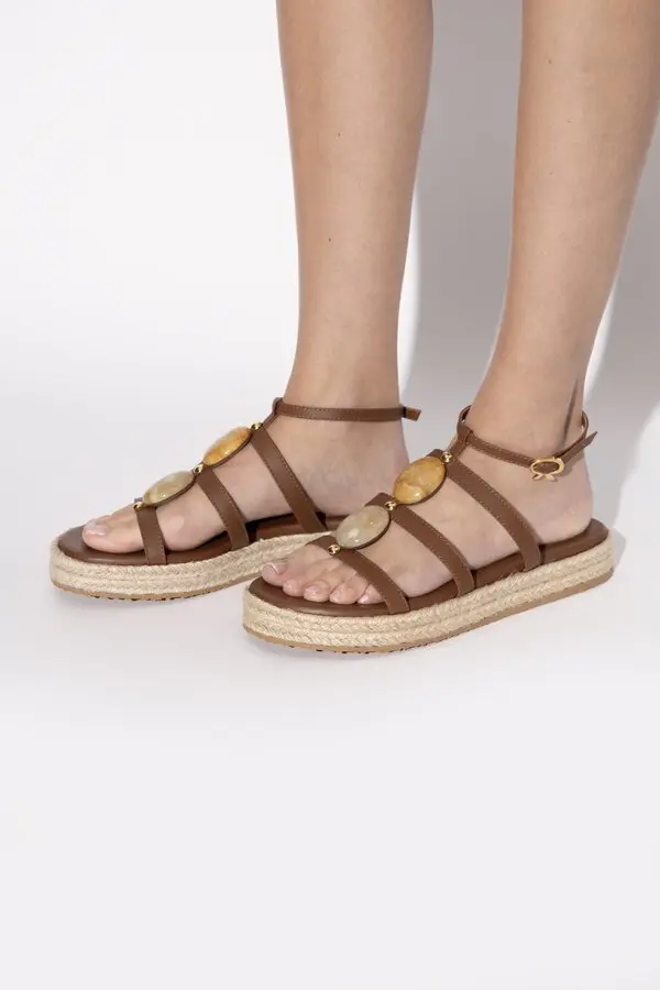 GIANVITO ROSSI Round-toe Buckled Espadrille Sandals With Mineral Stone Embellishments