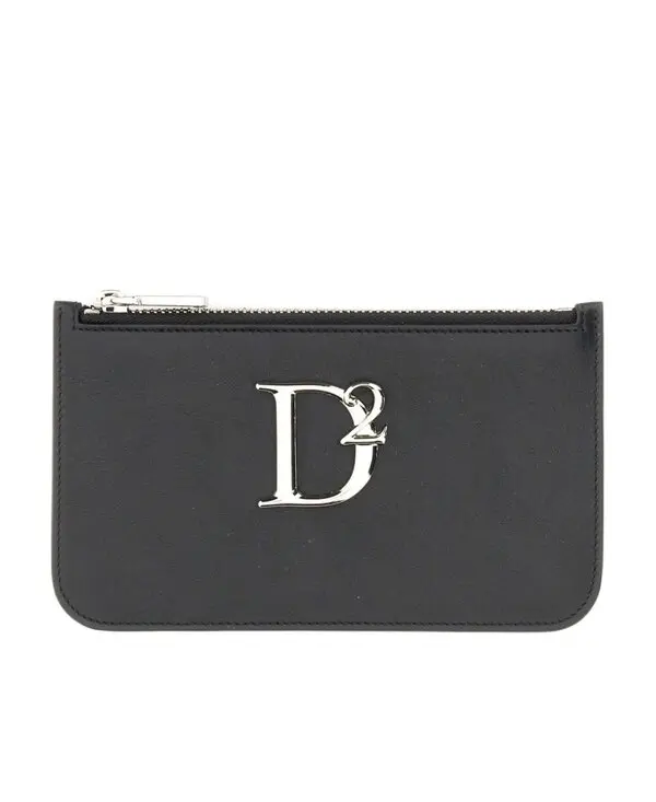 Dsquared2 Logo Plaque Zipped Wallet - Black