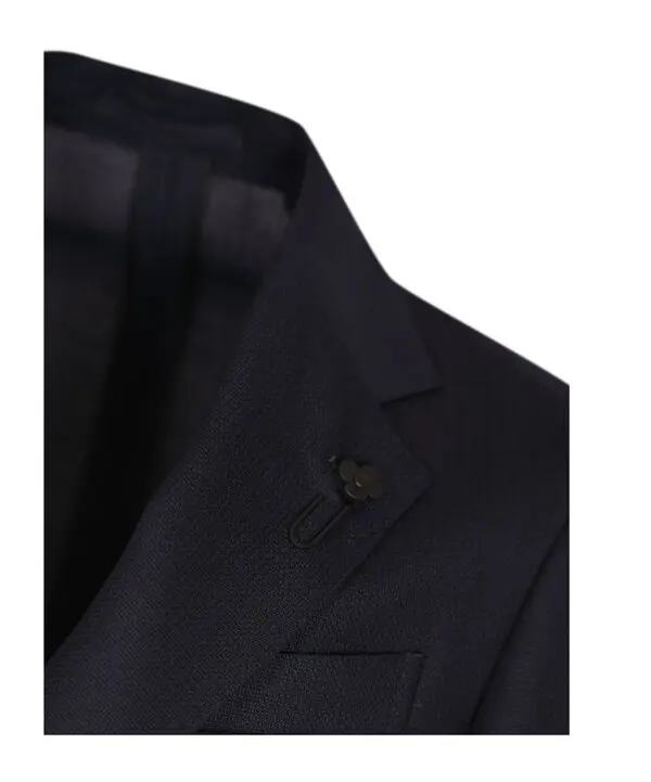 LARDINI Single-breasted Jacket With Lapel Collar And Patch Pockets - Black