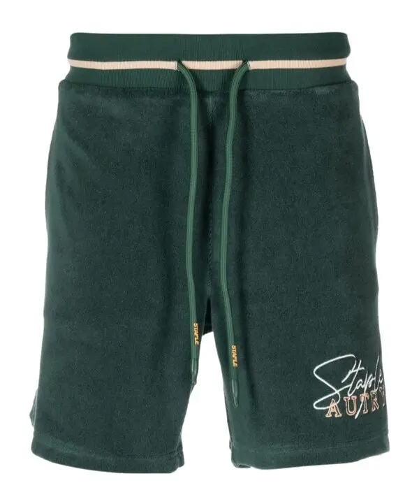 AUTRY Logo Embroidered Cotton-blend Track Shorts - Green