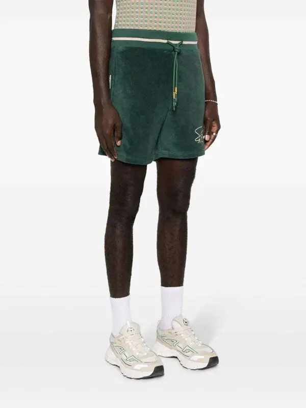 AUTRY Logo Embroidered Cotton-blend Track Shorts - Green