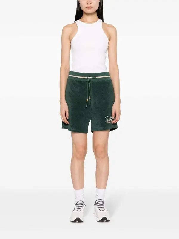 AUTRY Logo Embroidered Cotton-blend Track Shorts - Green